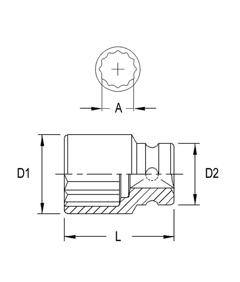 3/4" Dr. 56mm (12 pt.) Thin Wall Impact Socket Cr-Mo - Genius