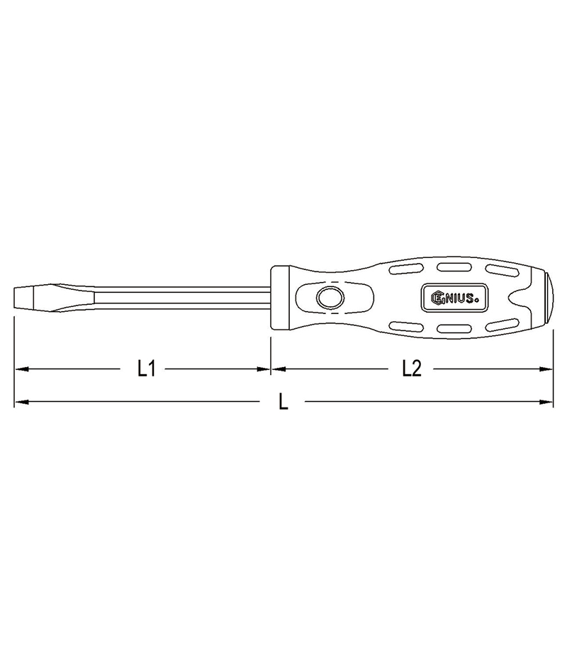 2.0 x 12.0mm Slotted Tang-Thru Screwdriver 315mmL - Genius
