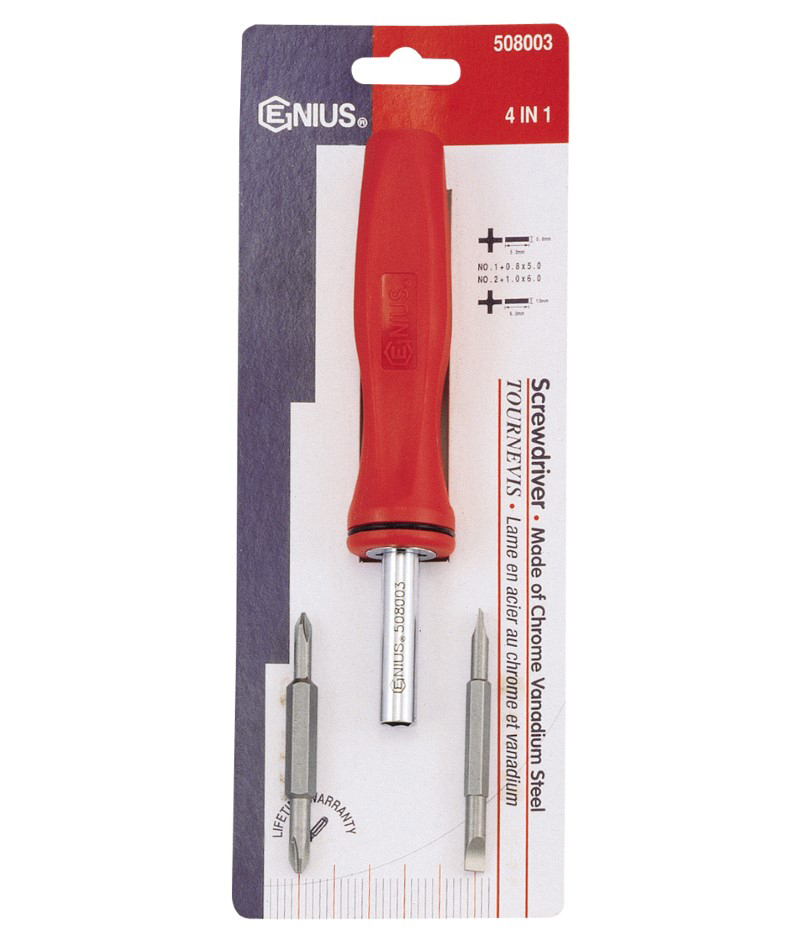 3 Piece 4in1 Slotted & Philips Screwdriver - Genius