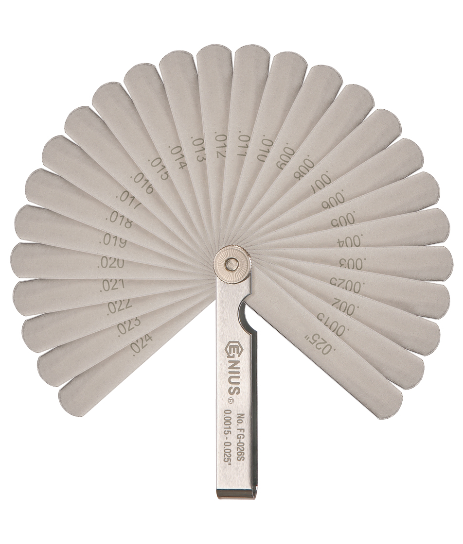 26 Blades SAE Feeler Gauge Set (0.0015"~0.025") - Genius